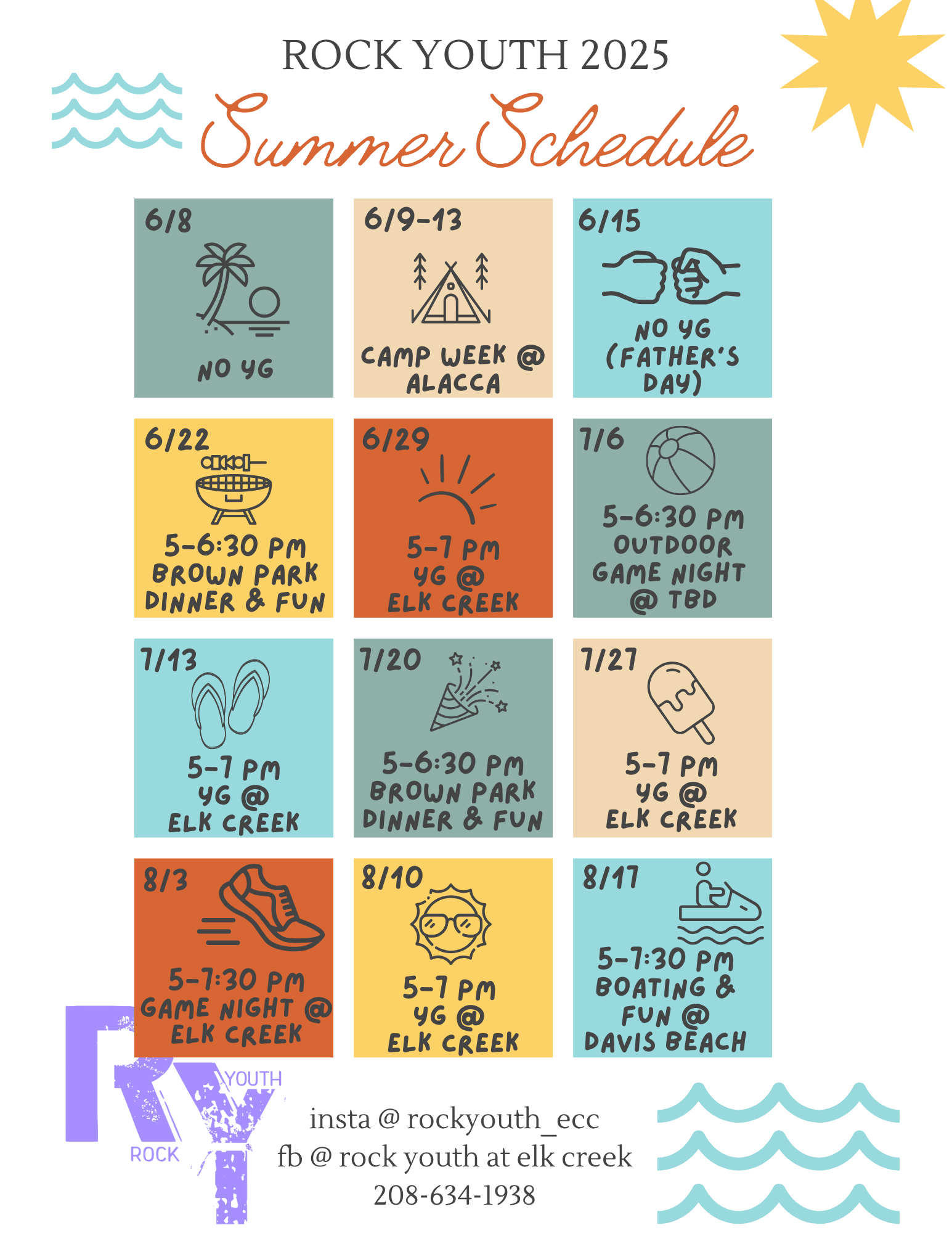 2025 Rock Youth Summer Schedule – Elk Creek Church